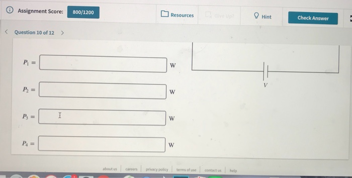 Solved O Assignment Score 800/1200 9Hint Resources Check | Chegg.com