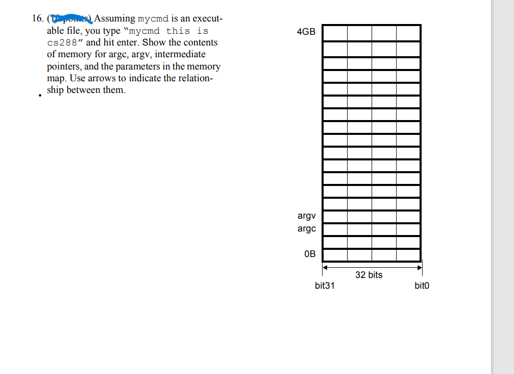 16. (10pones) Assuming mycmd is an executable file, | Chegg.com