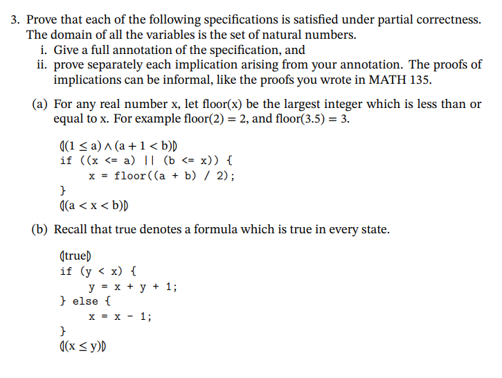 3. Prove that each of the following specifications is | Chegg.com