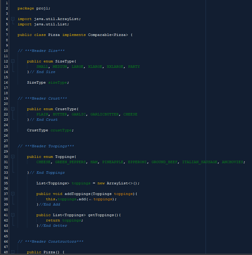 Solved Im working on a pizza class that will take two pizza | Chegg.com