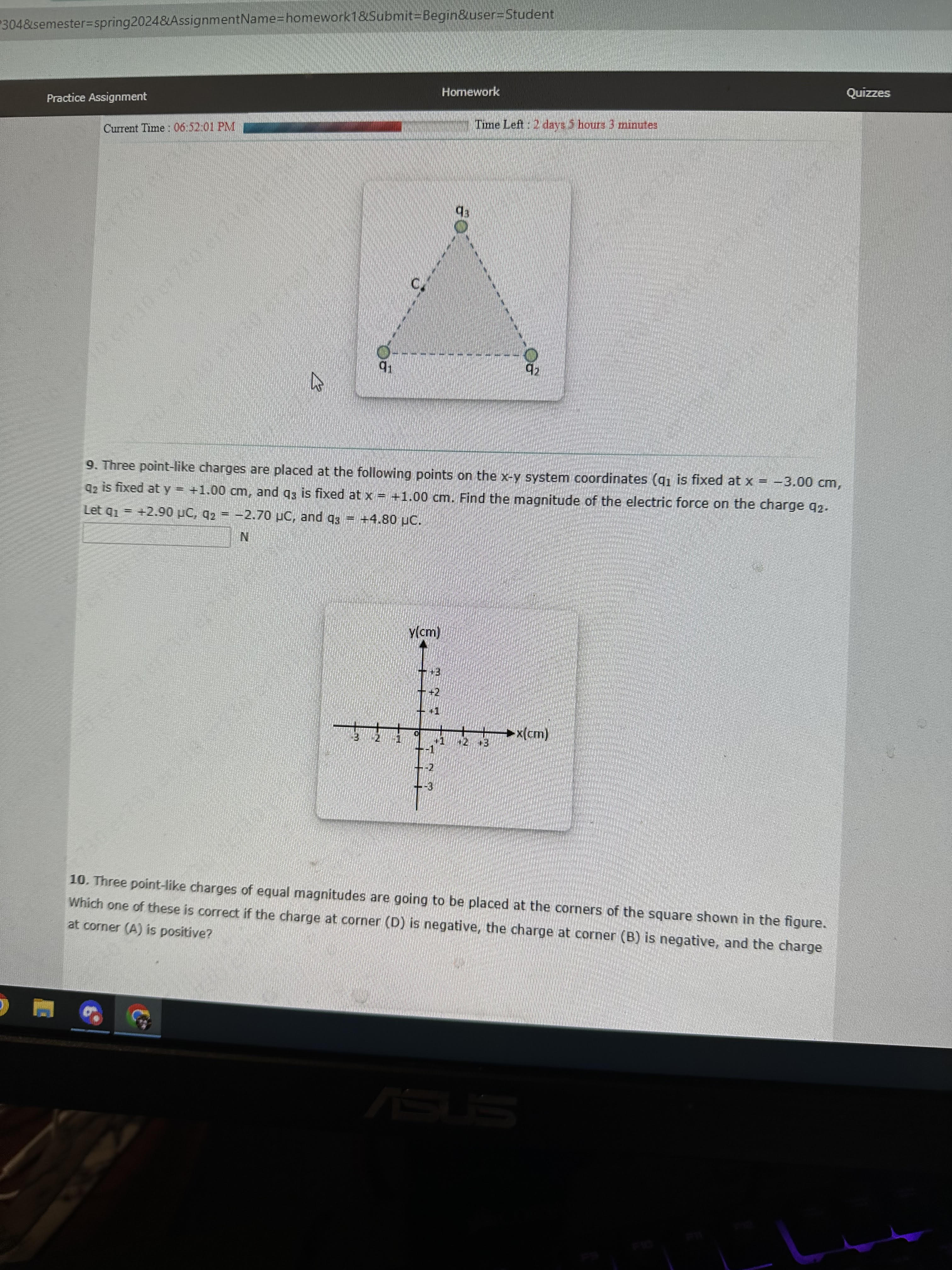 Solved Three point like charges are placed at the following | Chegg.com
