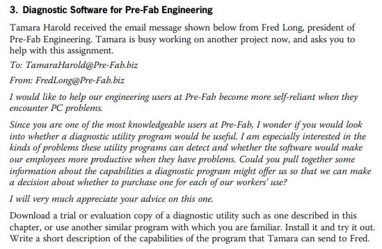 3. Diagnostic Software for Pre-Fab Engineering Tamara | Chegg.com