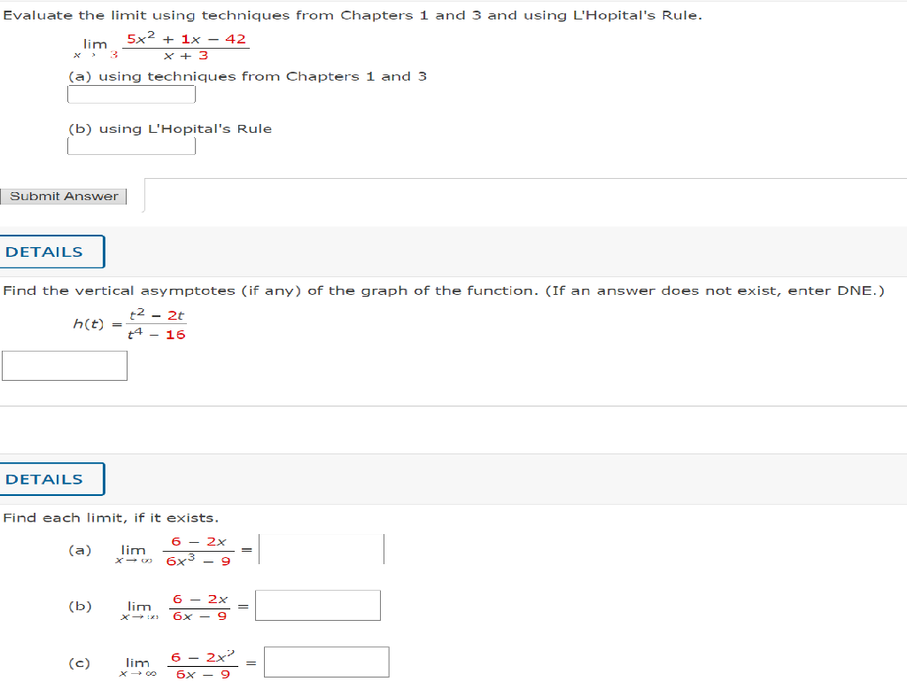 Solved Evaluate the limit using techniques from Chapters 1 | Chegg.com