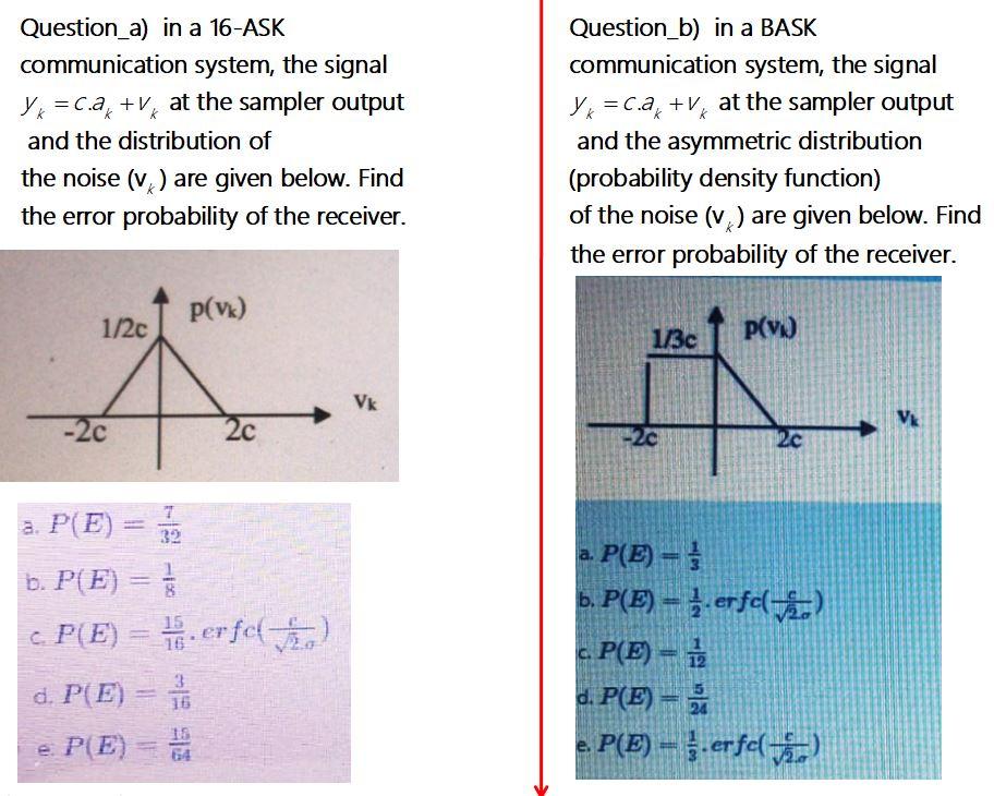 digital communication, error probability question. | Chegg.com