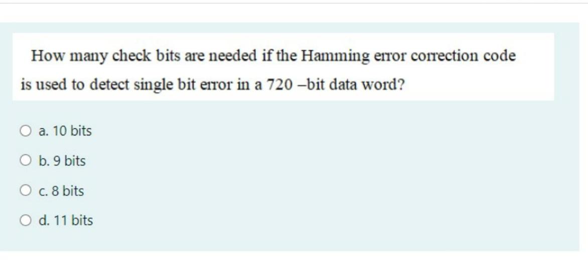 Solved For the 8-bit word 00111001, the check bits stored | Chegg.com