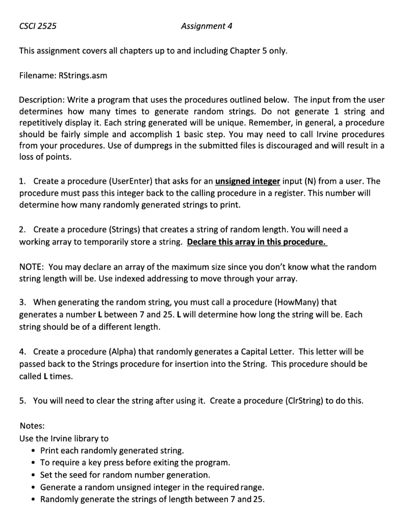 CSCI 2525 Assignment 4 This assignment covers all | Chegg.com