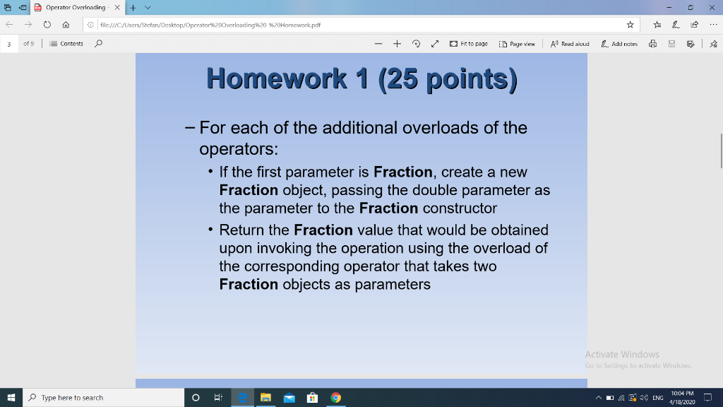 € 2 - - of 9 Operator Overloading - x + V 0 | Chegg.com