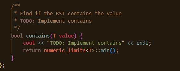 Solved I need to implement four functions into this BST in | Chegg.com