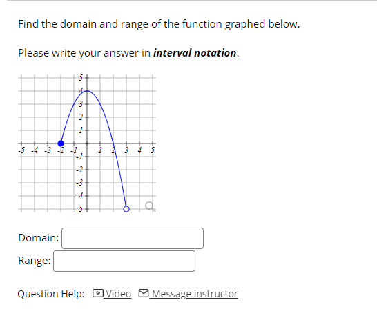 Solved Find the domain and range of the function graphed | Chegg.com