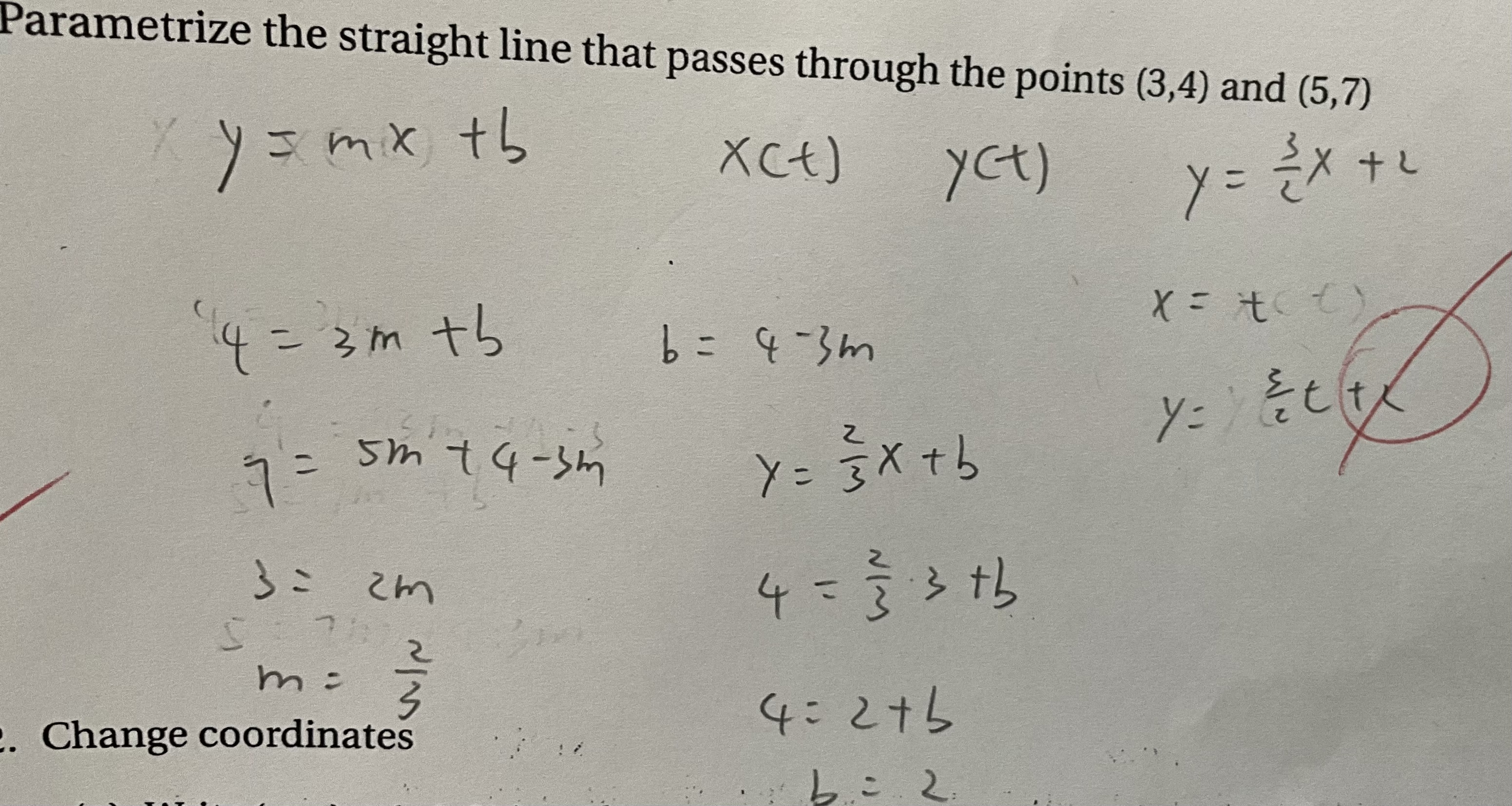 Solved Parametrize the straight line that passes through the | Chegg.com