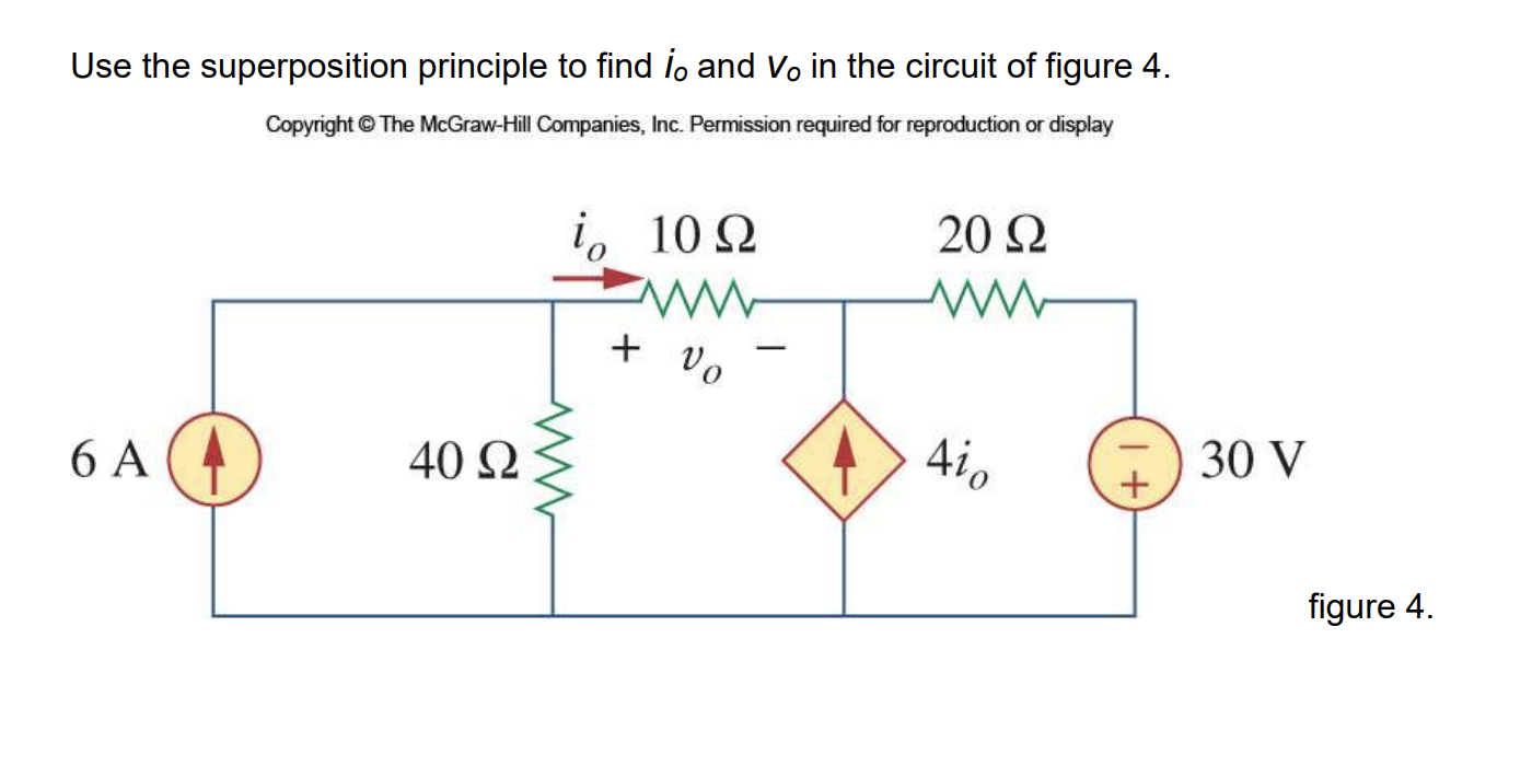 Solved Use the superposition principle to find io and Vo in | Chegg.com