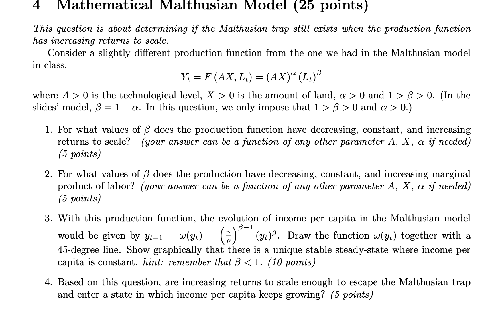Solved Please help me solve this 4 ﻿Mathematical Malthusian | Chegg.com
