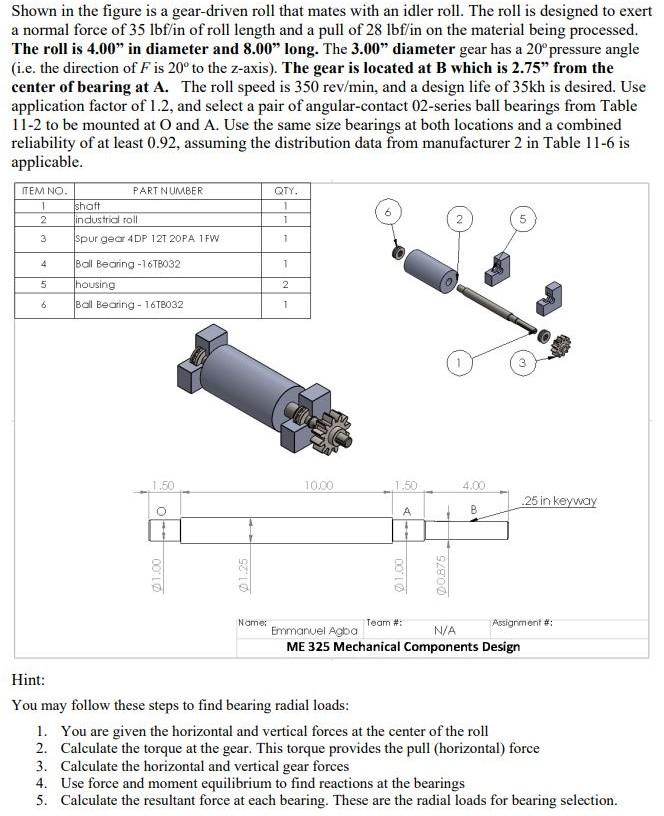 Shown in the figure is a gear-driven roll that mates | Chegg.com