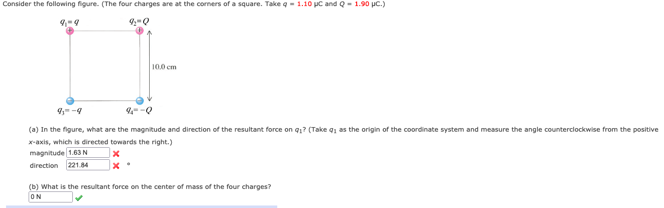 Solved onsider the following figure. (The four charges are | Chegg.com