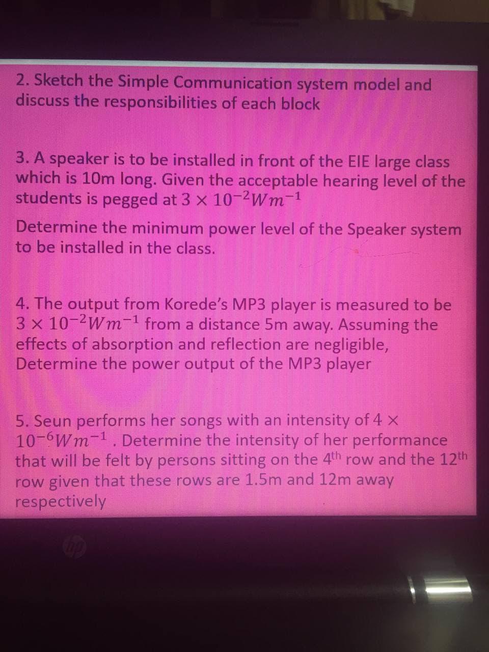 Solved 2. Sketch the Simple Communication system model and | Chegg.com