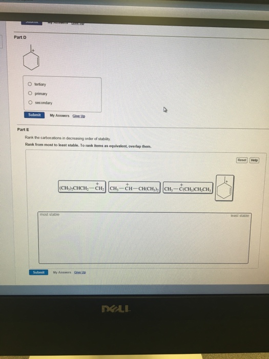 Solved Part A The isopentyl cation, (CH3)CHCH厂CH2 O | Chegg.com