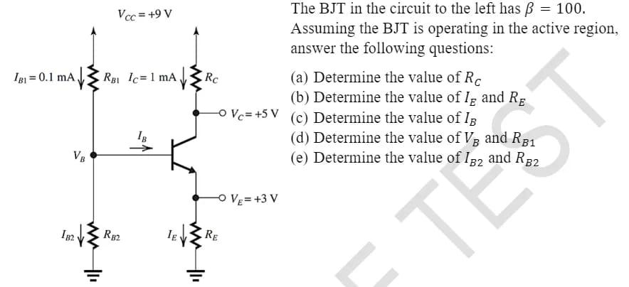 Solved The BJT in the circuit to the left has β=100. | Chegg.com
