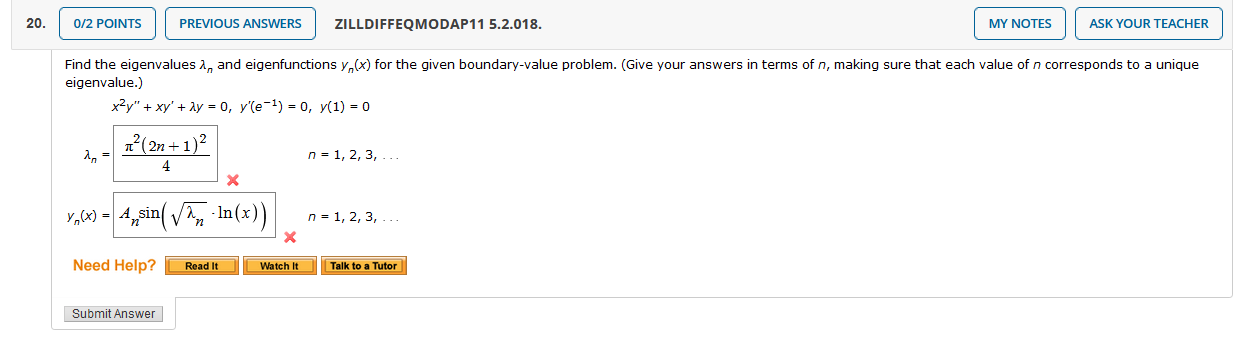 Solved 20. 0/2 POINTS PREVIOUS ANSWERS ZILLDIFFEQMODAP11 | Chegg.com