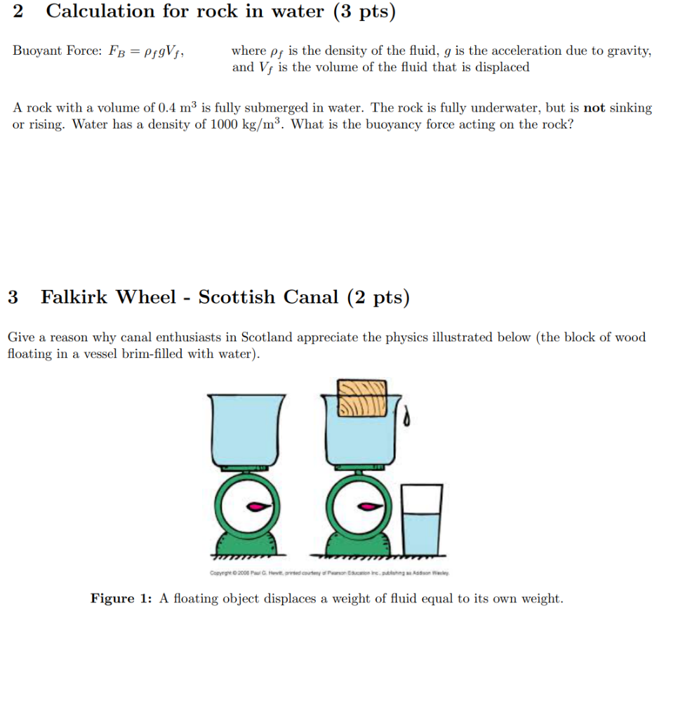 Solved 2 Calculation for rock in water (3 pts) Buoyant | Chegg.com