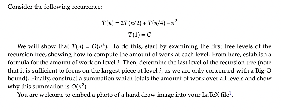 Solved Consider The Following Recurrence T N 2t N 2