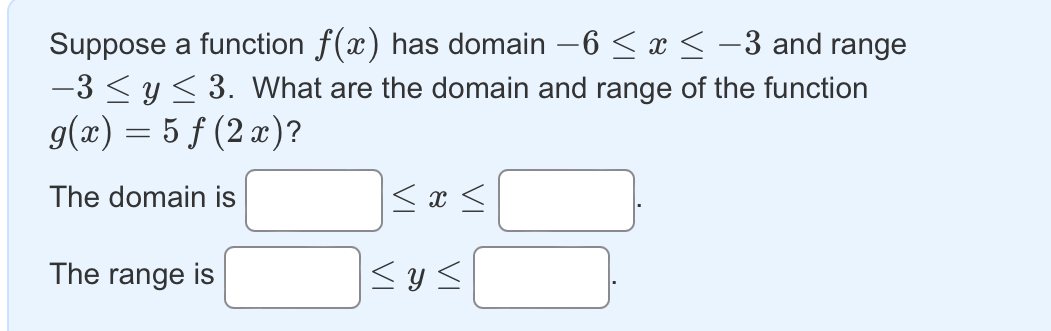 Solved Suppose a function f(x) ﻿has domain -6≤x≤-3 ﻿and | Chegg.com