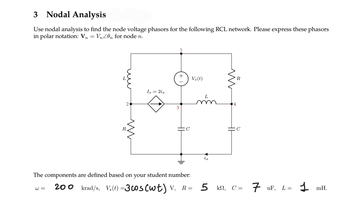 Solved Use nodal analysis to find the node voltage phasors | Chegg.com
