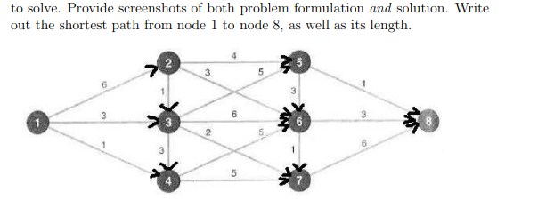 Solved ) Find a shortest path from node 1 to node 8 in the | Chegg.com