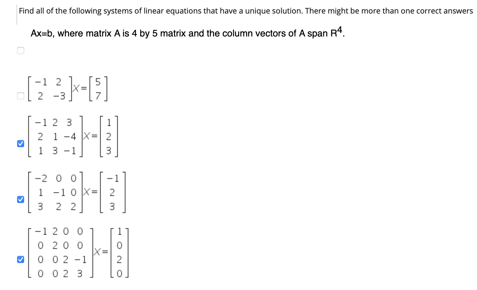 Solved Find All Of The Following Systems Of Linear Equations