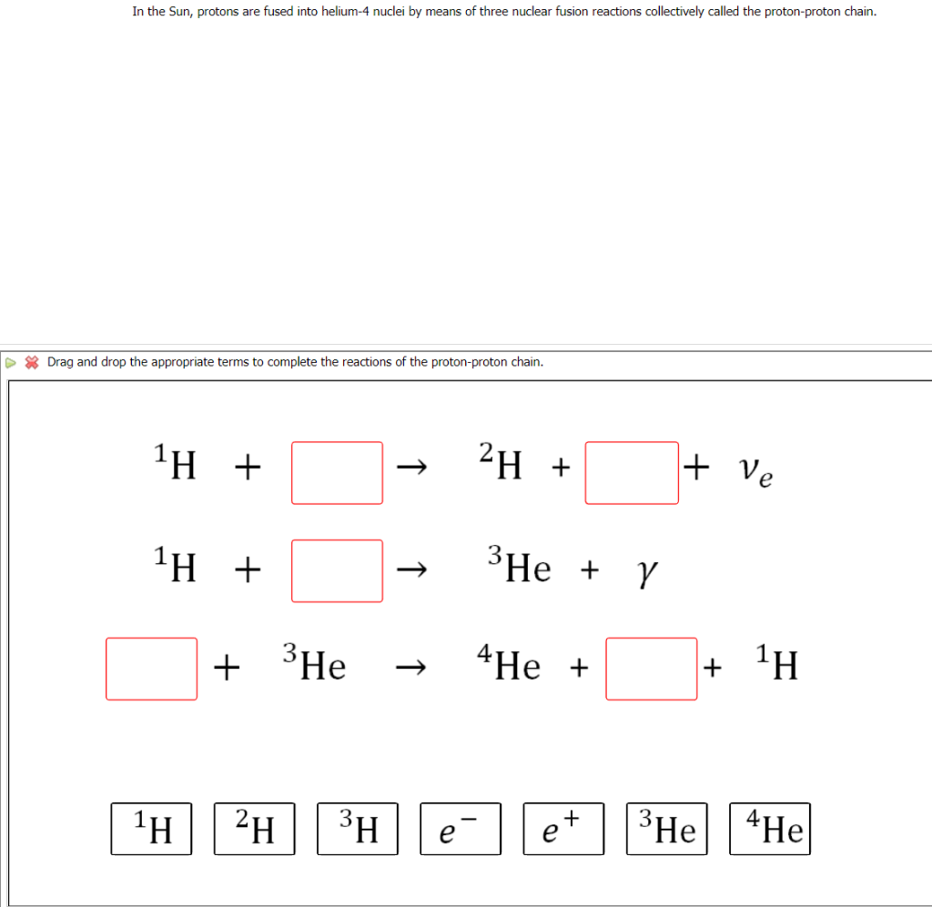 Solved In the Sun, protons are fused into helium-4 nuclei by | Chegg.com