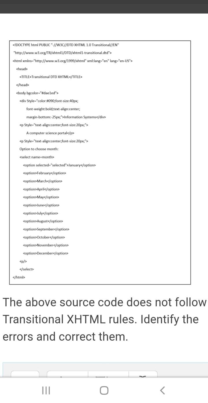 Solved Transitional DTD XHTML