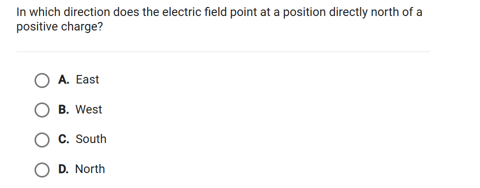 Solved In which direction does the electric field point at a | Chegg.com
