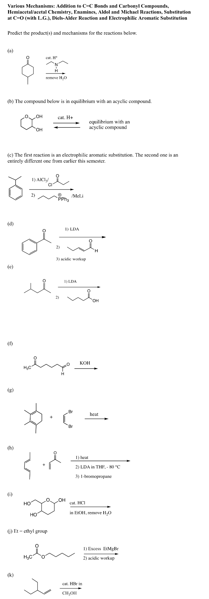 Various Mechanisms: Addition to C=C Bonds and | Chegg.com