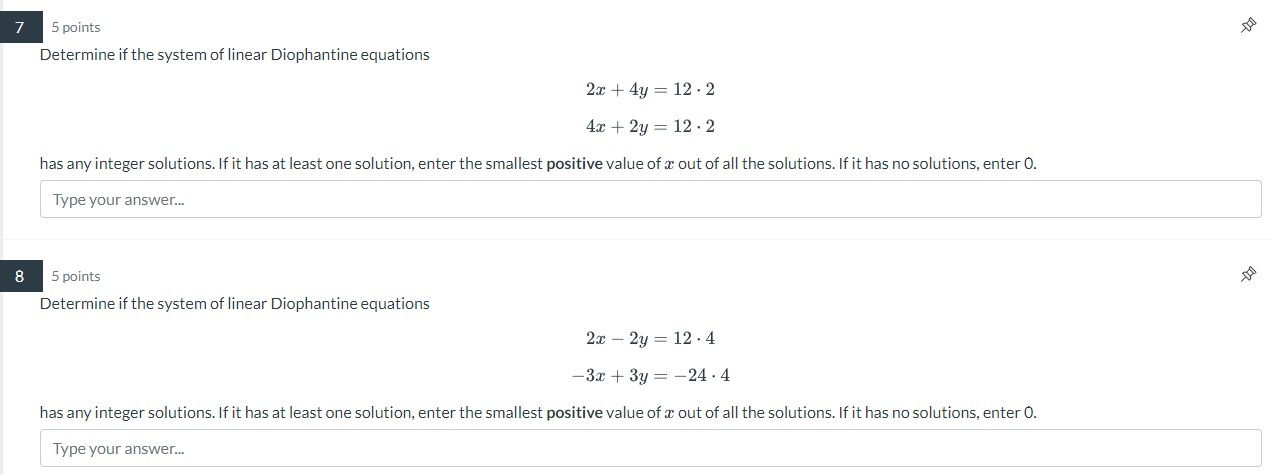 Solved Determine if the system of linear Diophantine | Chegg.com