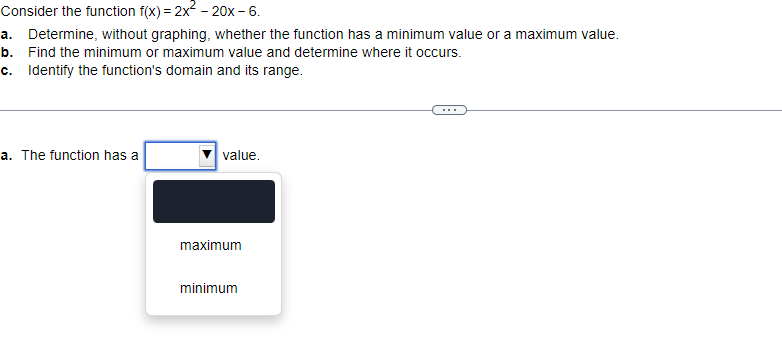 Solved Consider the function f(x)=2x2−20x−6 a. Determine, | Chegg.com