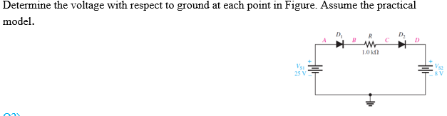 Solved Determine the voltage with respect to ground at each | Chegg.com