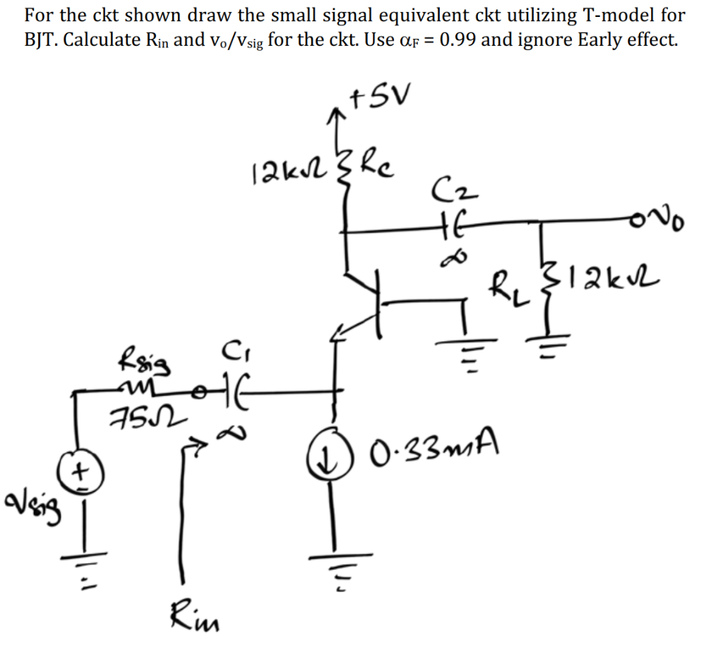 Solved For the ckt shown draw the small signal equivalent | Chegg.com