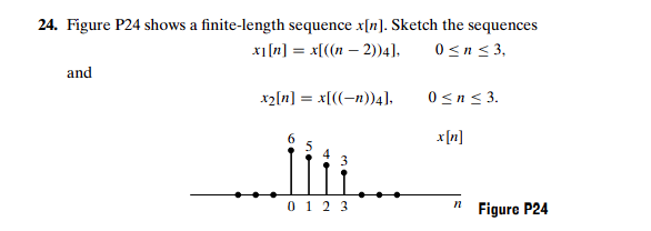 Solved 24. Figure P24 shows a finite-length sequence x[n]. | Chegg.com