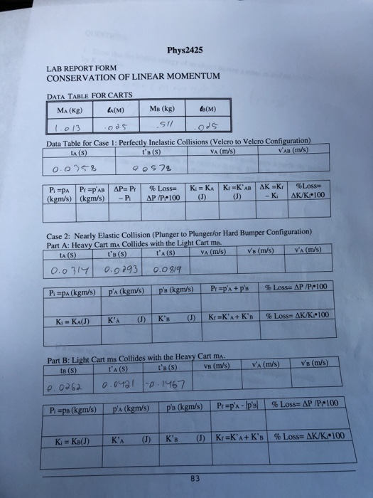 Conservation Of Momentum Lab Answers