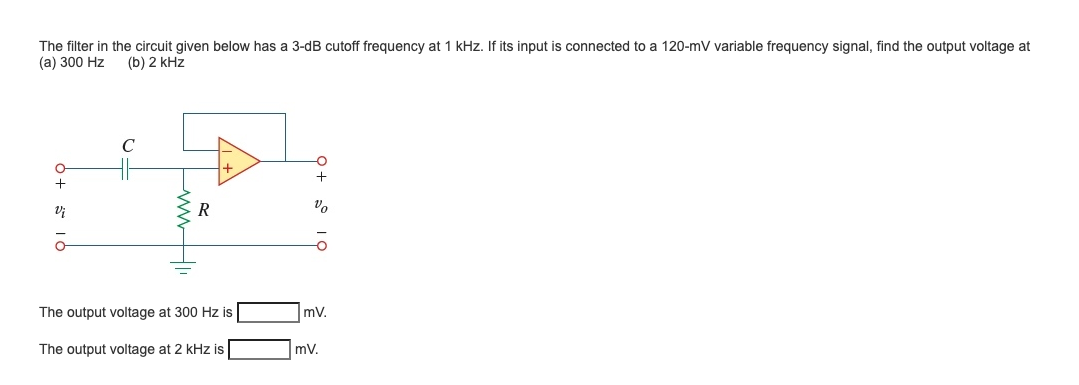 Solved The filter in the circuit given below has a 3-dB | Chegg.com