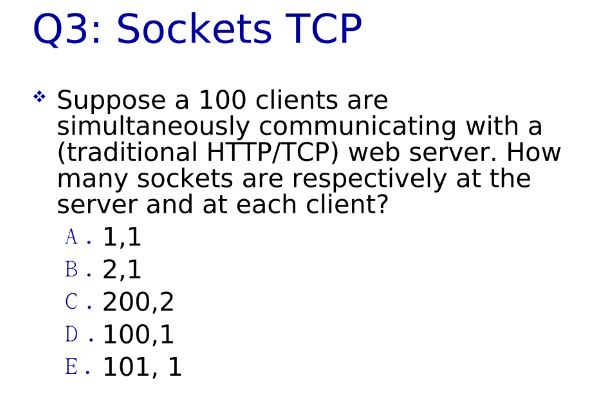 Solved Q3: Sockets TCFP * Suppose a 100 clients are | Chegg.com