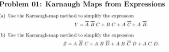 Solved Problem 01: Karnaugh Maps from Expressions a) lise | Chegg.com