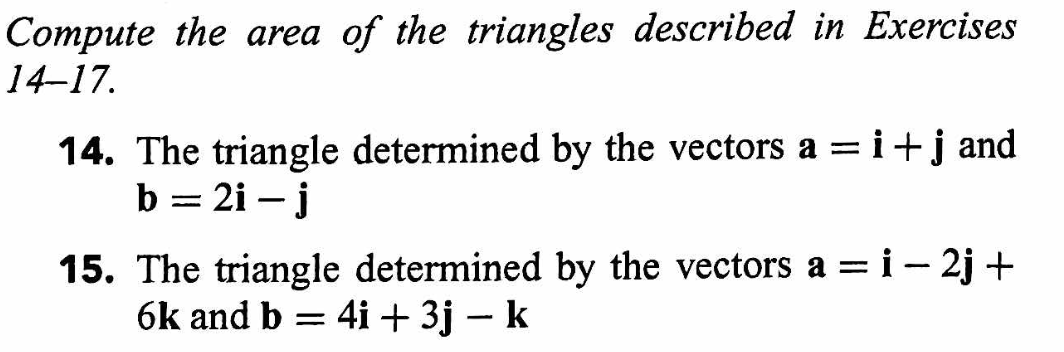 Solved Compute the area of the triangles described in | Chegg.com