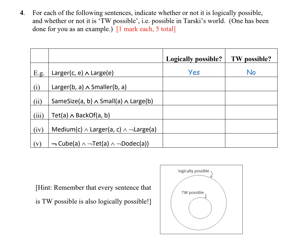 how to solveFor each of the following sentences, | Chegg.com