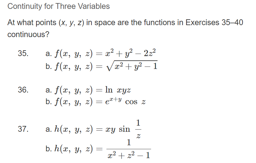 Solved Continuity for Three Variables At what points (x,y,z) | Chegg.com