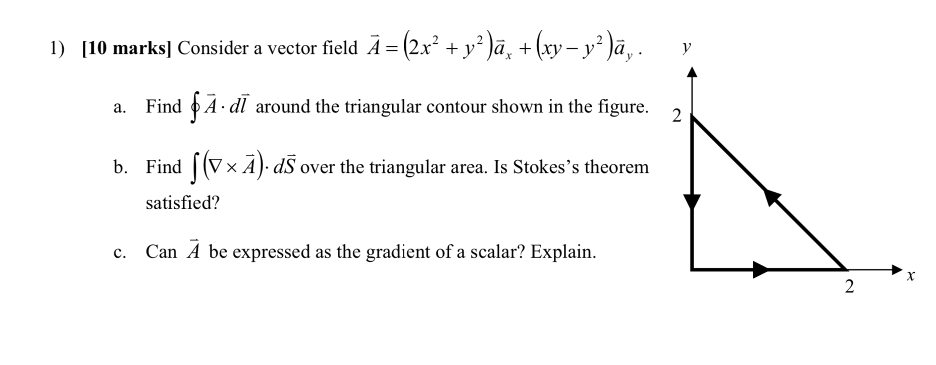 Solved +ya, +(xy- y? )ā, 1) 10 marks] Consider a vector | Chegg.com
