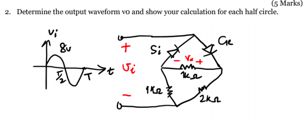 Solved (5 Marks) 2. Determine the output waveform vo and | Chegg.com