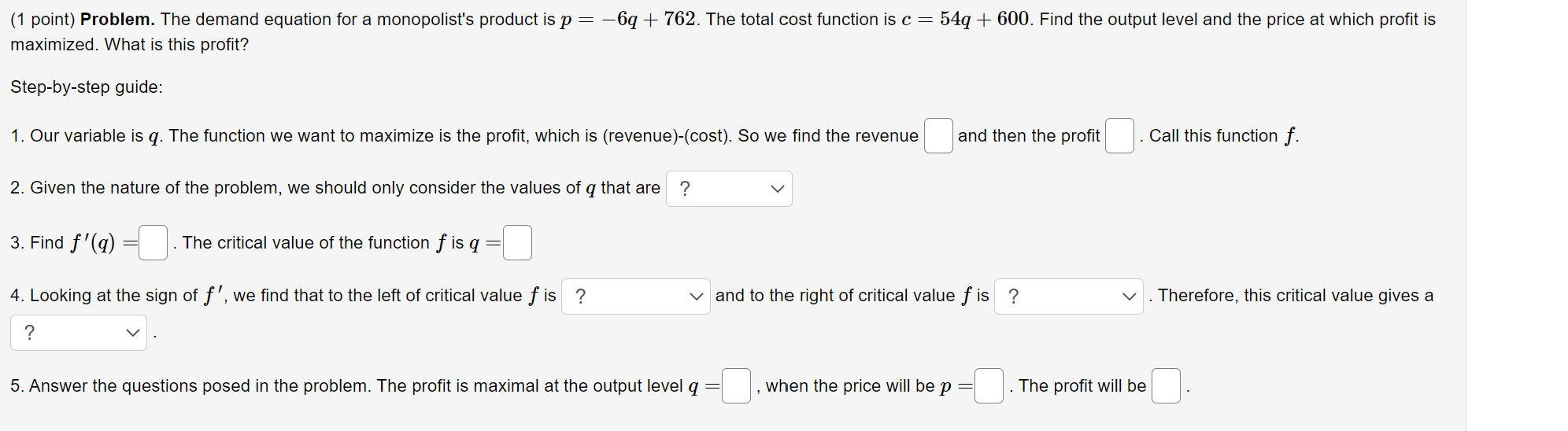 Solved (1 point) Problem. The demand equation for a | Chegg.com