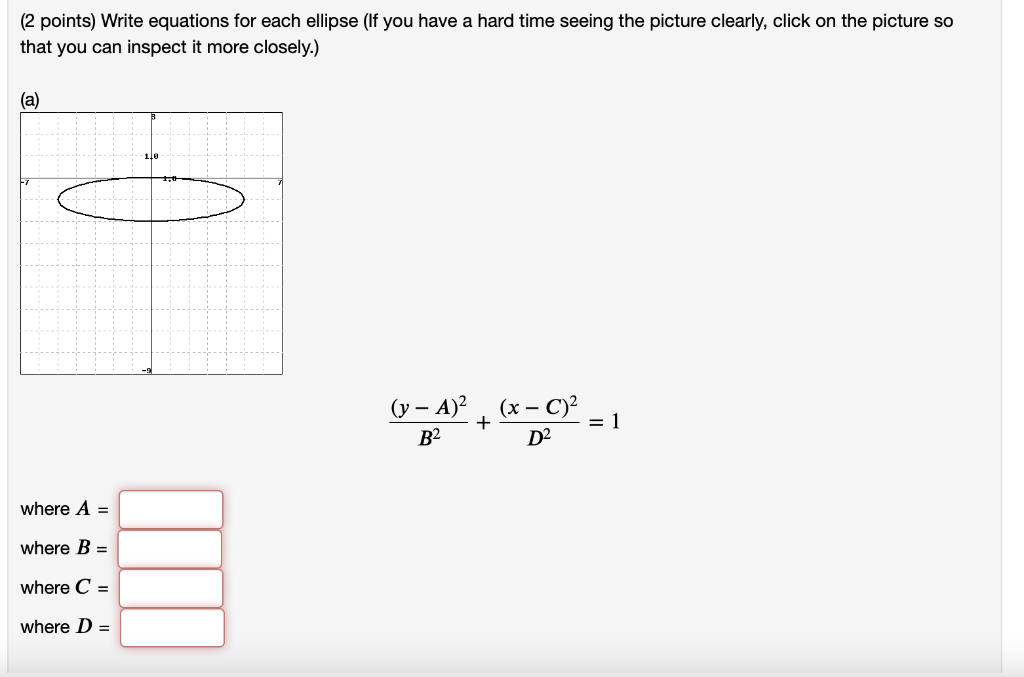 Solved (2 points) Write equations for each ellipse (If you | Chegg.com