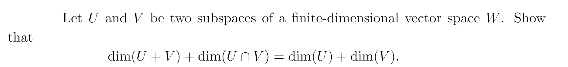 Solved Let U and V be two subspaces of a finite-dimensional | Chegg.com
