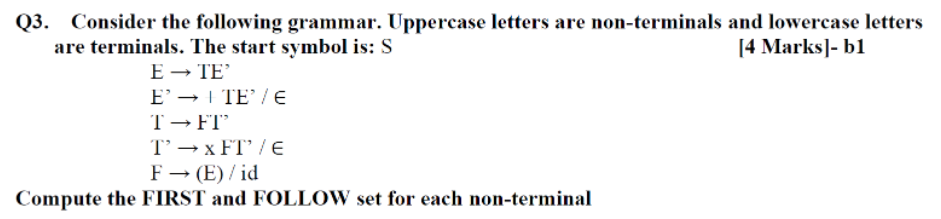 Solved Q3. Consider the following grammar. Uppercase letters | Chegg.com